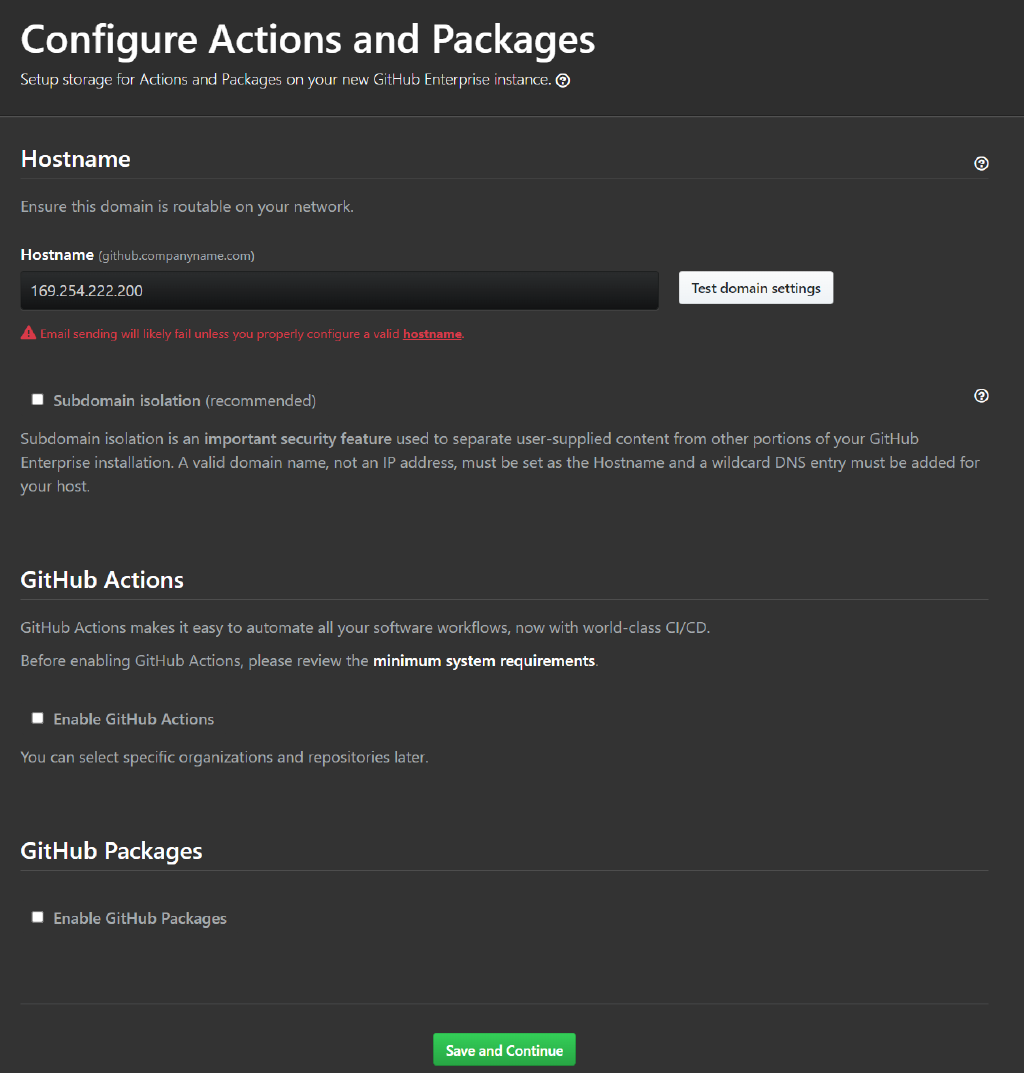 Github Enterprise Server First Setup